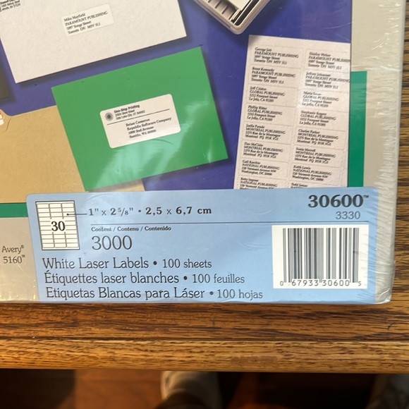 Avery | Office | Laser Labels Presaply 0 Sheets Of 30 White Laser ...